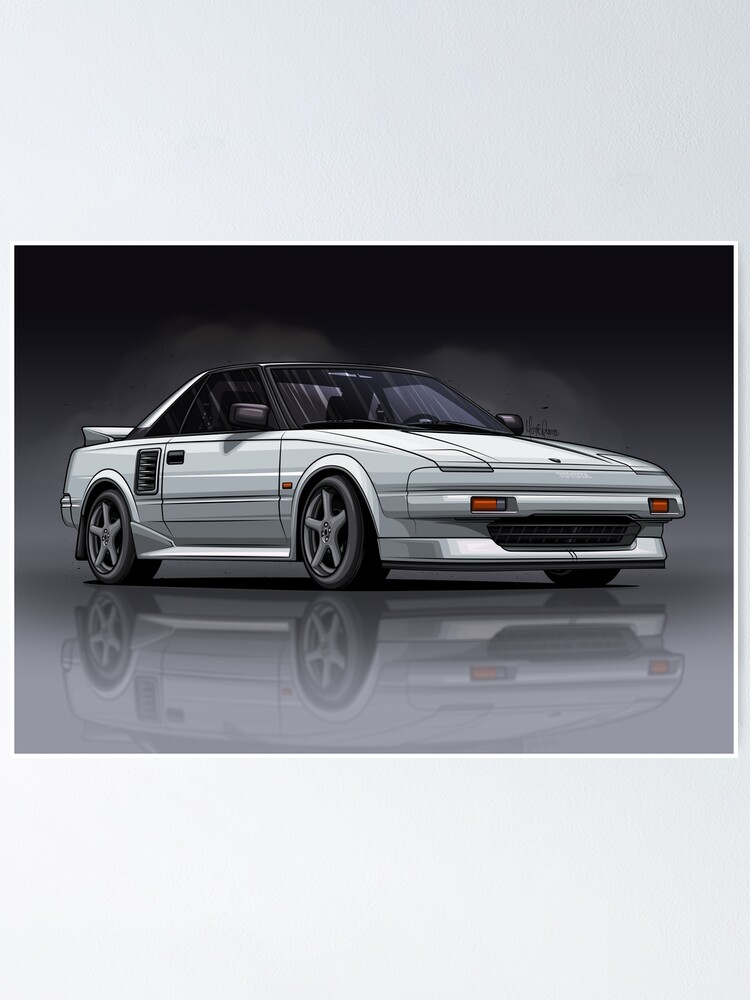 "Toyota MR2 SW11 White - Digital drawing" Poster for Sale by ...