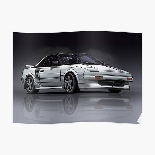 "Toyota MR2 SW11 White - Digital drawing" Poster for Sale by ...