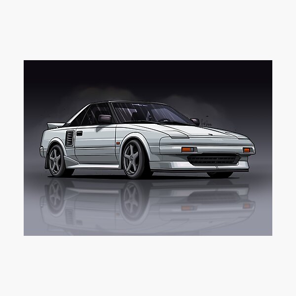"Toyota MR2 SW11 White - Digital drawing" Photographic Print by ...
