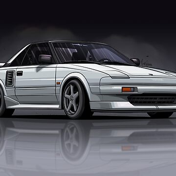"Toyota MR2 SW11 White - Digital drawing" Sticker for Sale by ...