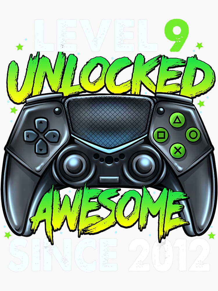 "Level 9 Unlocked Awesome Since 2012 9Th Birthday Gaming" Sticker by ...