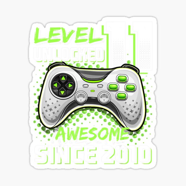 "Level 11 Unlocked Awesome 2010 Video Game 11Th Birthday Qogao" Sticker ...
