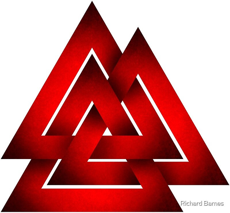 "Norse Odin's Valknut - Red" by Ricky Barnes | Redbubble