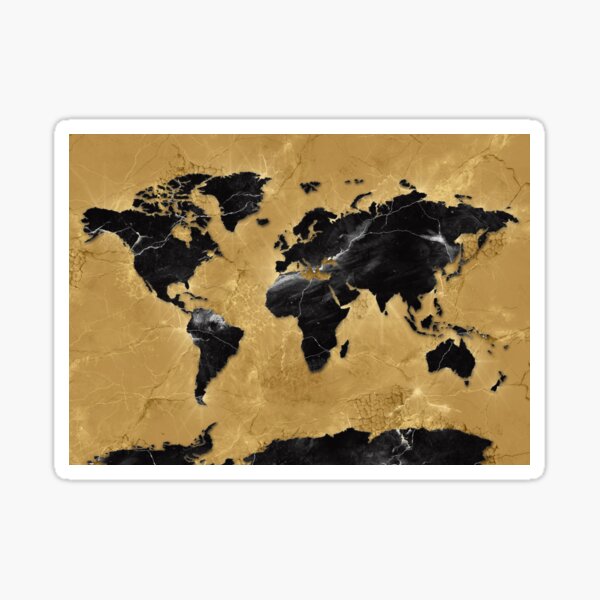 "world map gold 4" Sticker for Sale by BekimART | Redbubble