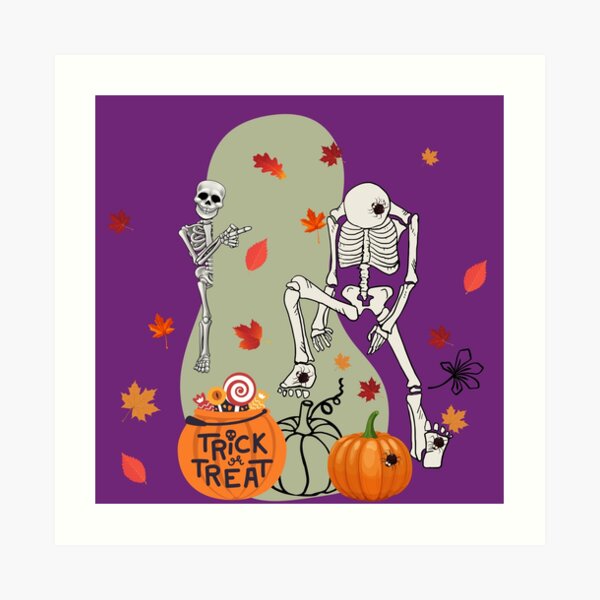 "Skeleton Trick Or Treating Pattern For Halloween Fans - Cute Halloween ...