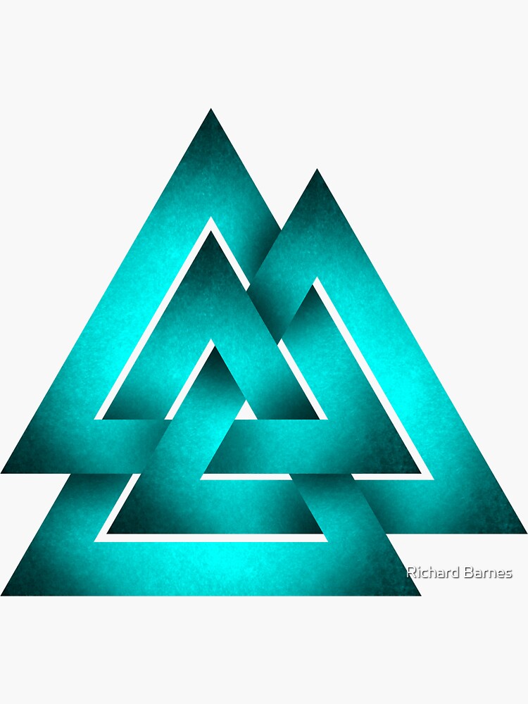 "Norse Odin's Valknut - Teal" Sticker for Sale by NaumaddicArts | Redbubble
