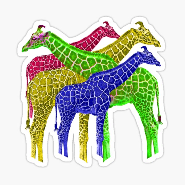 "Giraffes of color " Sticker for Sale by saltypro | Redbubble