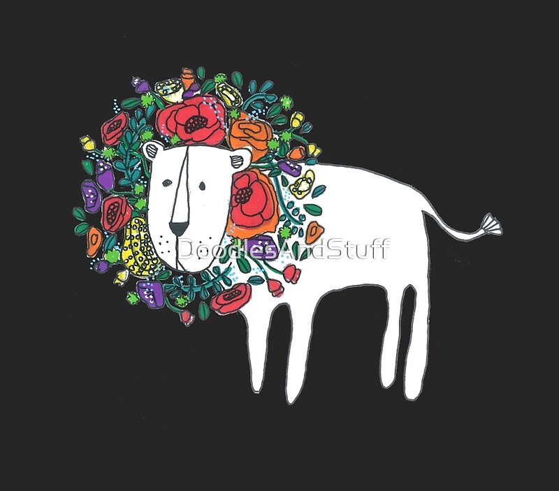 "Flower Lion" by DoodlesAndStuff | Redbubble