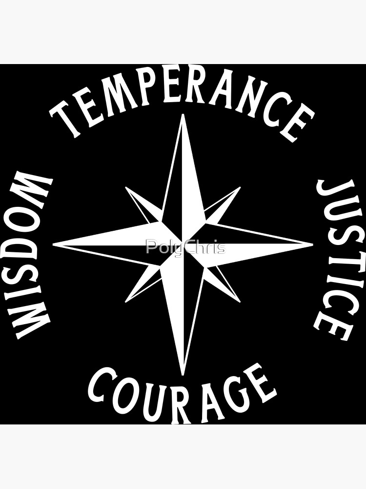 "Stoicism Compass Four Stoic Virtues TEMPERANCE JUSTICE COURAGE WISDOM ...