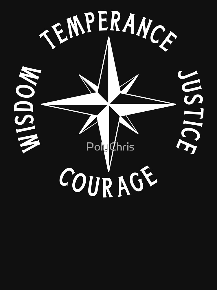 "Stoicism Compass Four Stoic Virtues TEMPERANCE JUSTICE COURAGE WISDOM ...