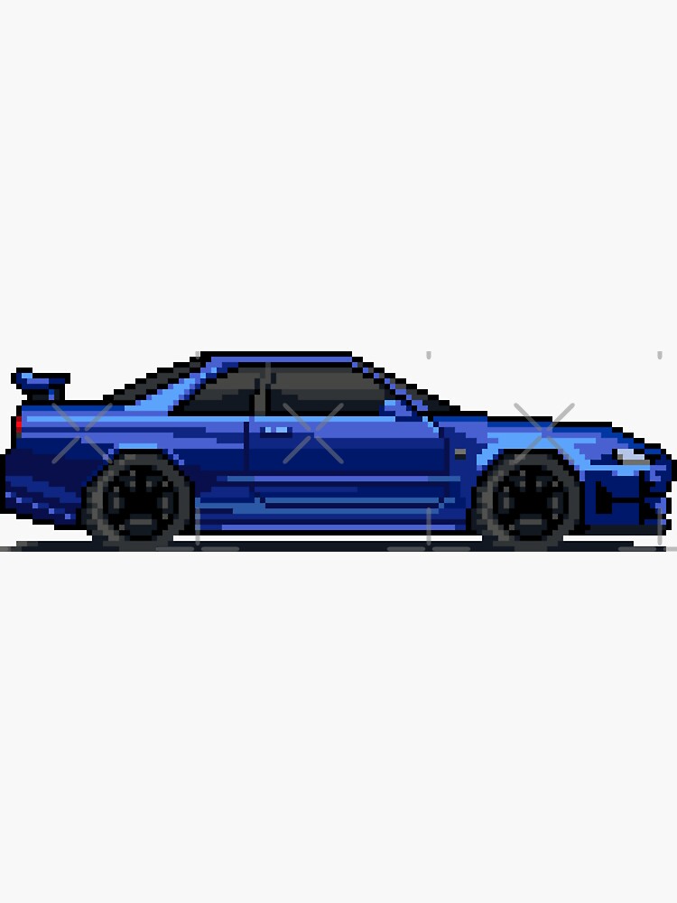 "Nissan GTR - R34 Skyline - Pixel Car" Sticker by zero260 | Redbubble