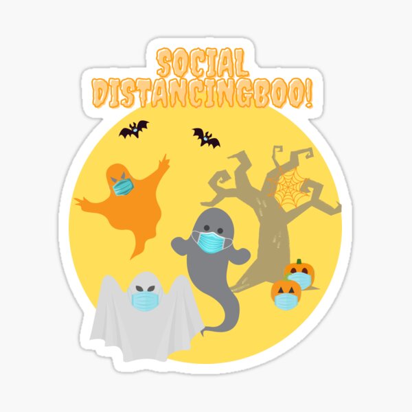" Social Distancing Ghosts Haloween wearing a surgical mask." Sticker ...