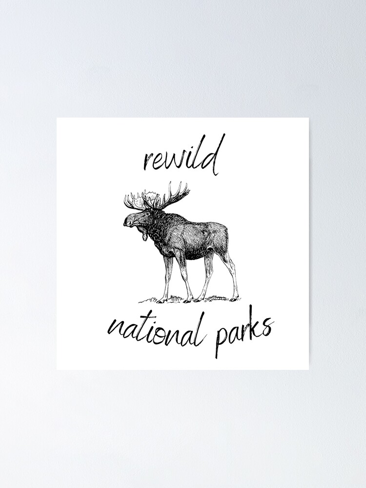 "Rewild Our National Parks Rewilding Conservation (Black Text)" Poster ...