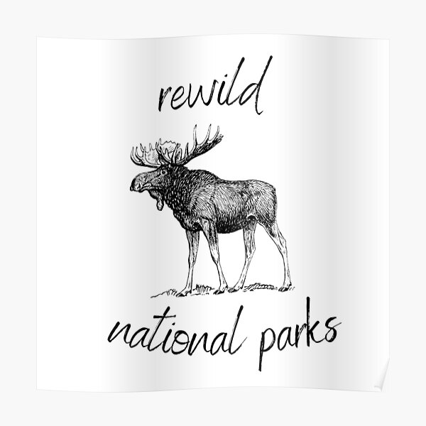 "Rewild Our National Parks Rewilding Conservation (Black Text)" Poster ...