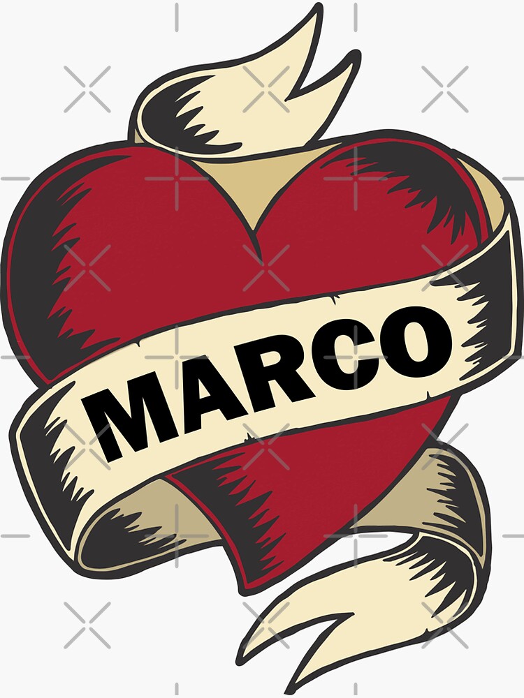 "Marco name - Gift for Marco name as heart Love" Sticker by DesignSOL ...