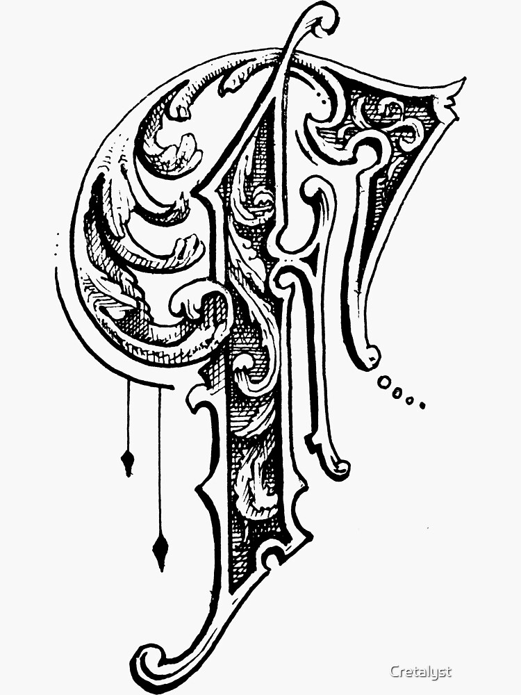 "Ornamental letter F" Sticker for Sale by Cretalyst | Redbubble