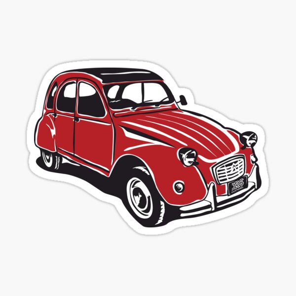 "2CV classic French car DRS Customs red" Sticker for Sale by DRScustoms ...