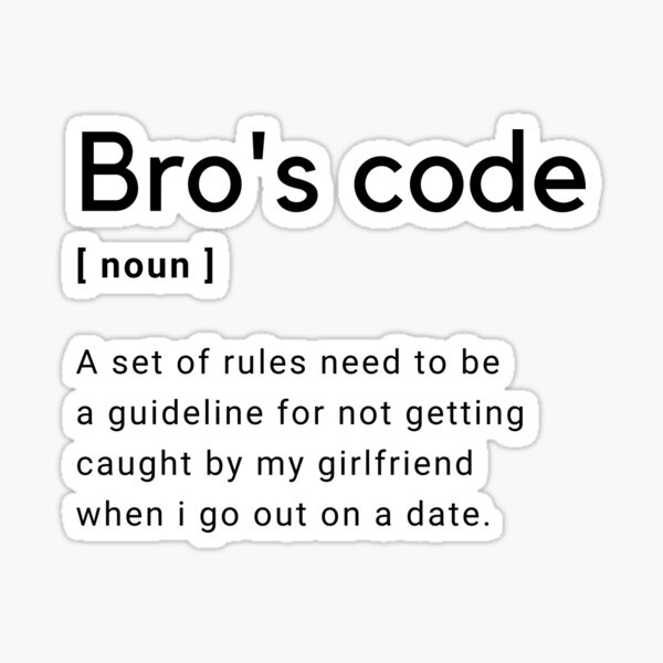 "Bro's Code definition" Sticker for Sale by Amine-Creation | Redbubble