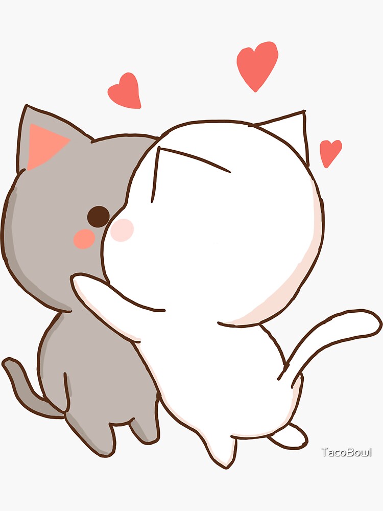 Uwu Cats Kissing Sticker For Sale By Tacobowl Redbubble