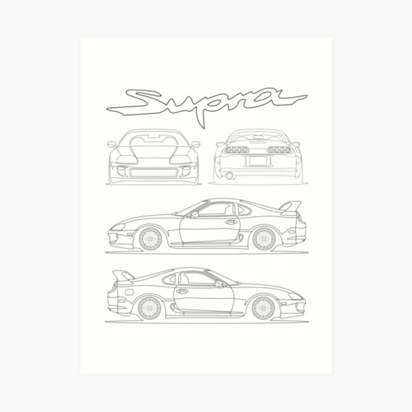 "Toyota Supra MK IV blueprint stance" Art Print for Sale by dygus ...
