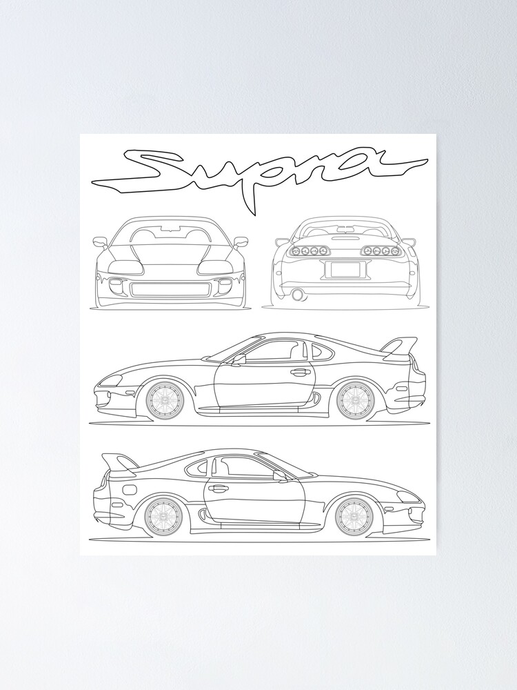 "Toyota Supra MK IV blueprint stance" Poster by dygus | Redbubble