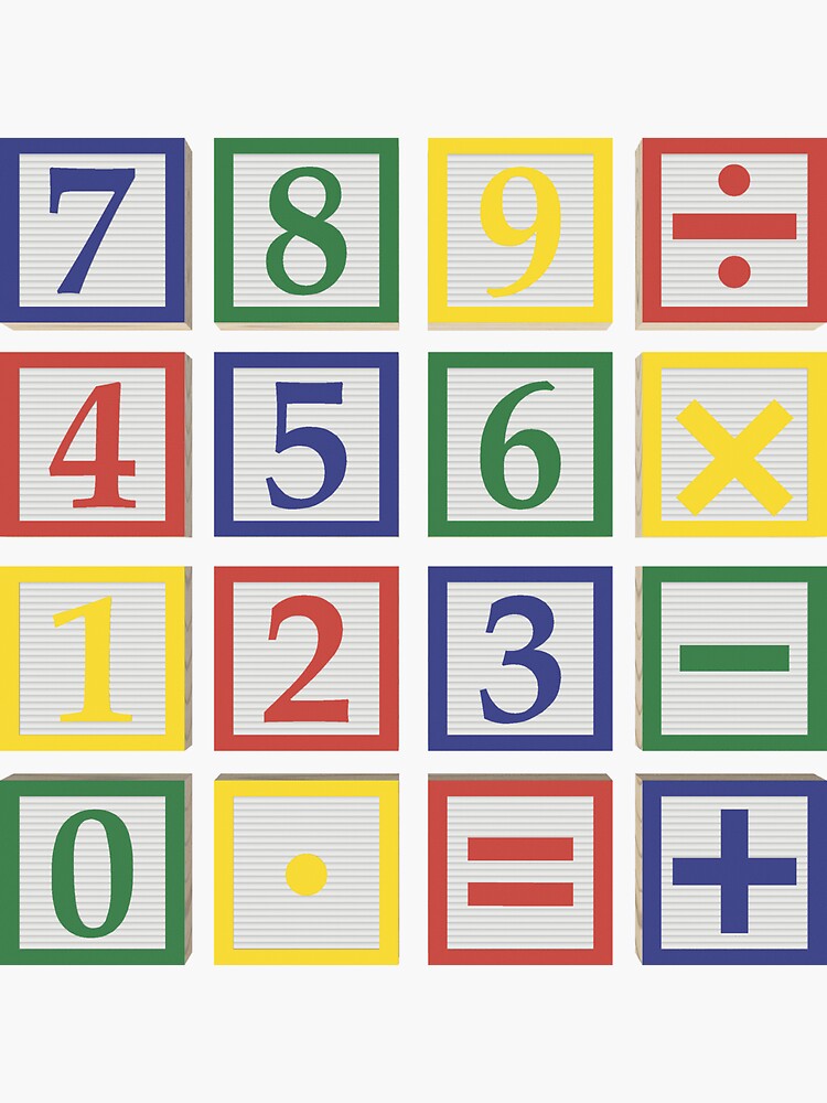 " Calculator numbers wooden block print" Sticker by Mind-Stream ...