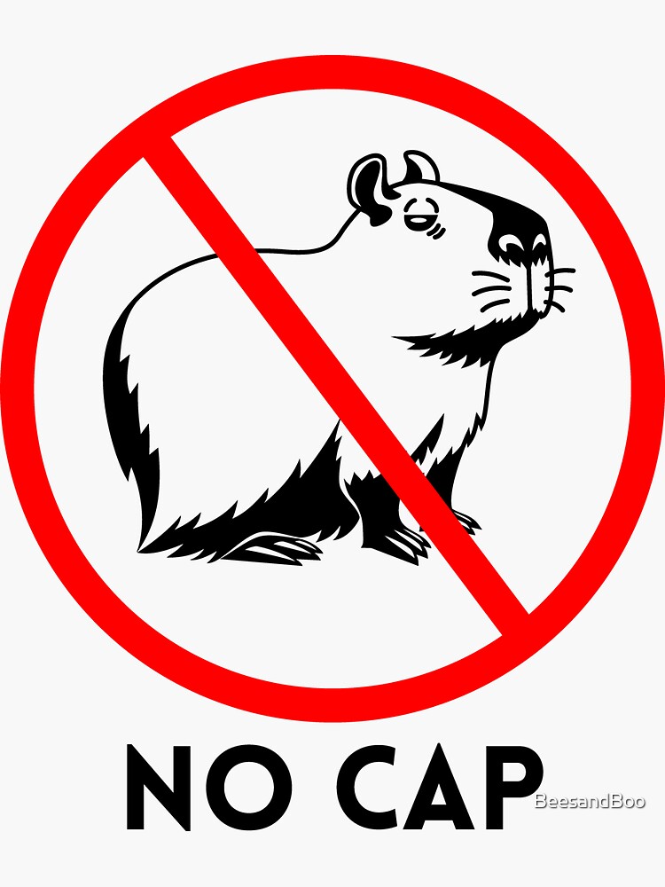 "No Cap Capybara" Sticker for Sale by BeesandBoo | Redbubble