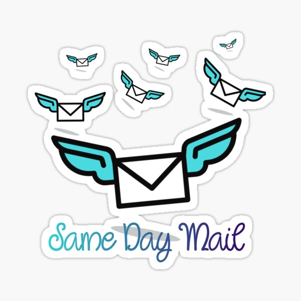 "Same Day mail, flying mail, mail arriving" Sticker for Sale by ...
