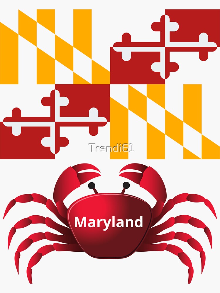 "Maryland Flag and Crab" Sticker for Sale by Trendi61 | Redbubble