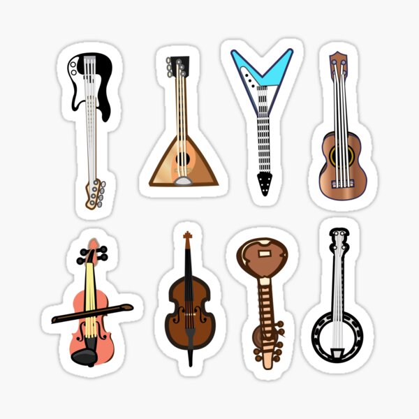 "Cartoon Musical Instrument Stickers Pack #1 of 3 Journals Diaries ...