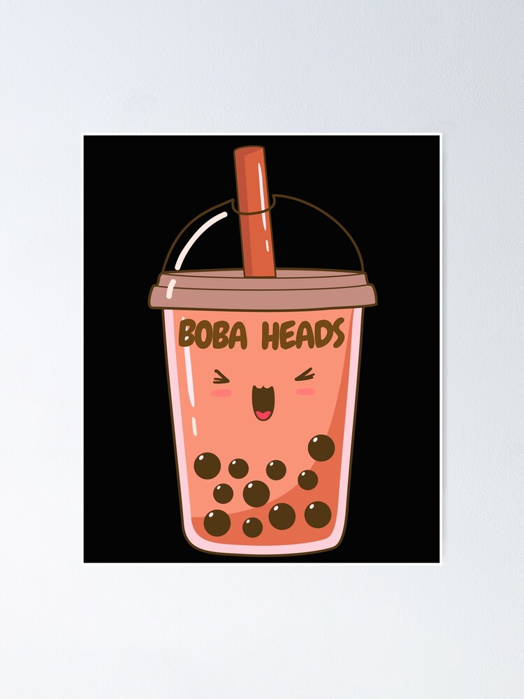 "Cup of Boba Heads - Cute Bubble Tea BobaHead" Poster by BobaHeads ...