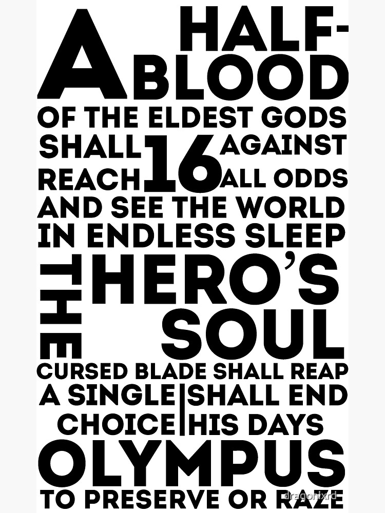 "Percy Jackson and the Olympians - The Great Prophecy " Art Print for ...