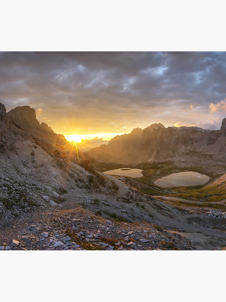 "Landcsape View Mountain With Gold Sky Sunset" Sticker for Sale by ...