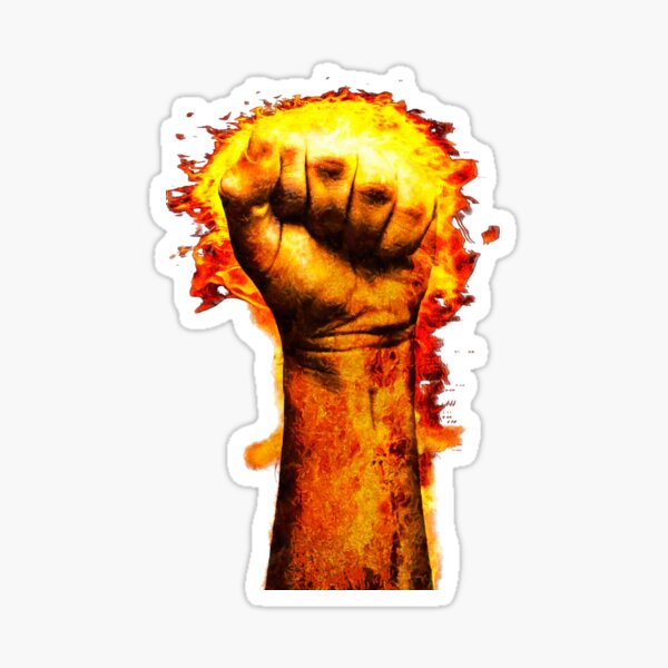 "Fist of rage. Fire Fist. The Fiery Hand. Art" Sticker for Sale by ...