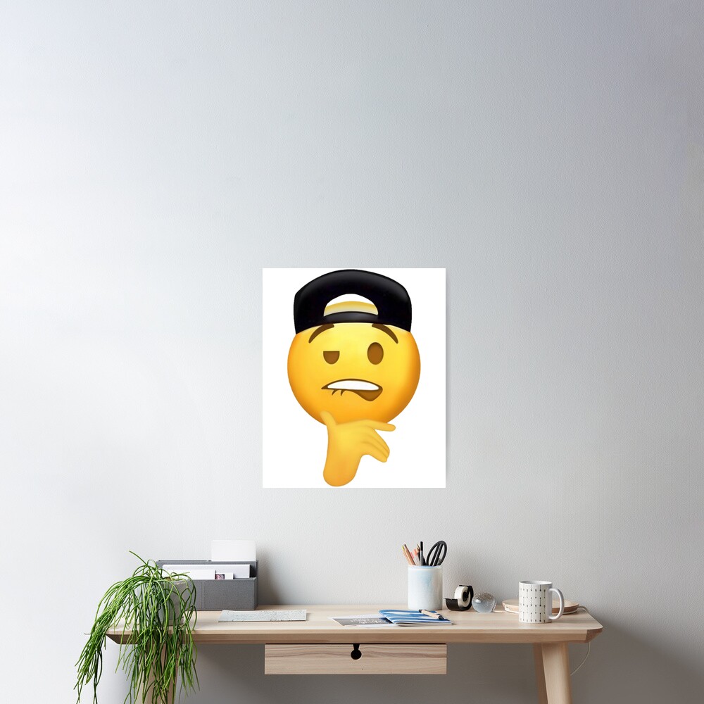 "lip biting snapback emoji " Poster for Sale by SirMemesALotR | Redbubble