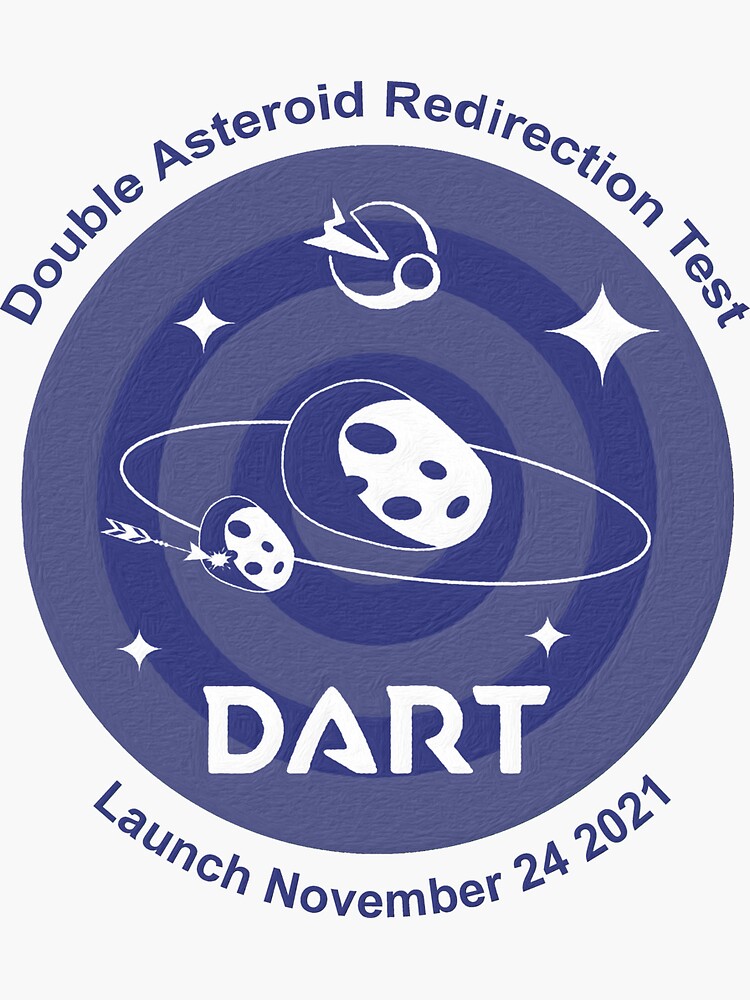 "NASA DART mission logo launch date 24 Nov 2021 (blue blue, brushed ...