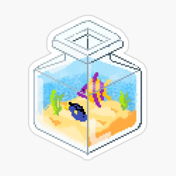 "Pixel Fish in a Bottle" Sticker for Sale by ammarmr | Redbubble