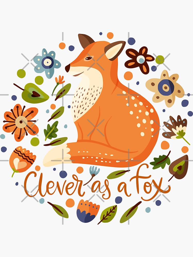 "Clever As a Fox" Sticker for Sale by Obsesie | Redbubble