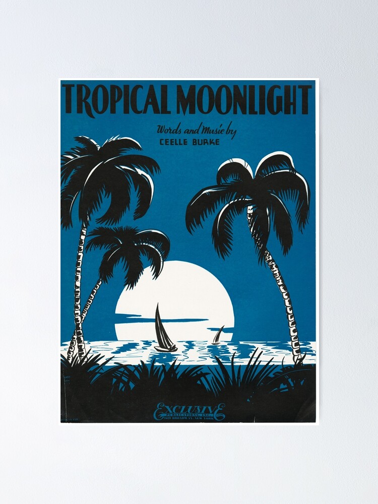 "TROPICAL MOONLIGHT (vintage illustration)" Poster for Sale by ART ...