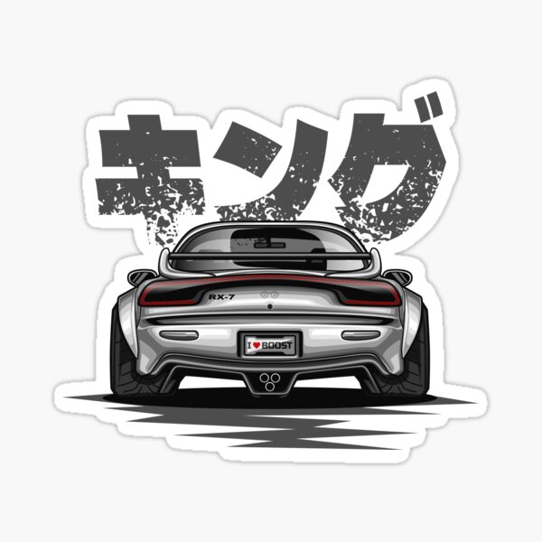 "RX7 Wide Body (Gloss White)" Sticker for Sale by JioojiProject | Redbubble