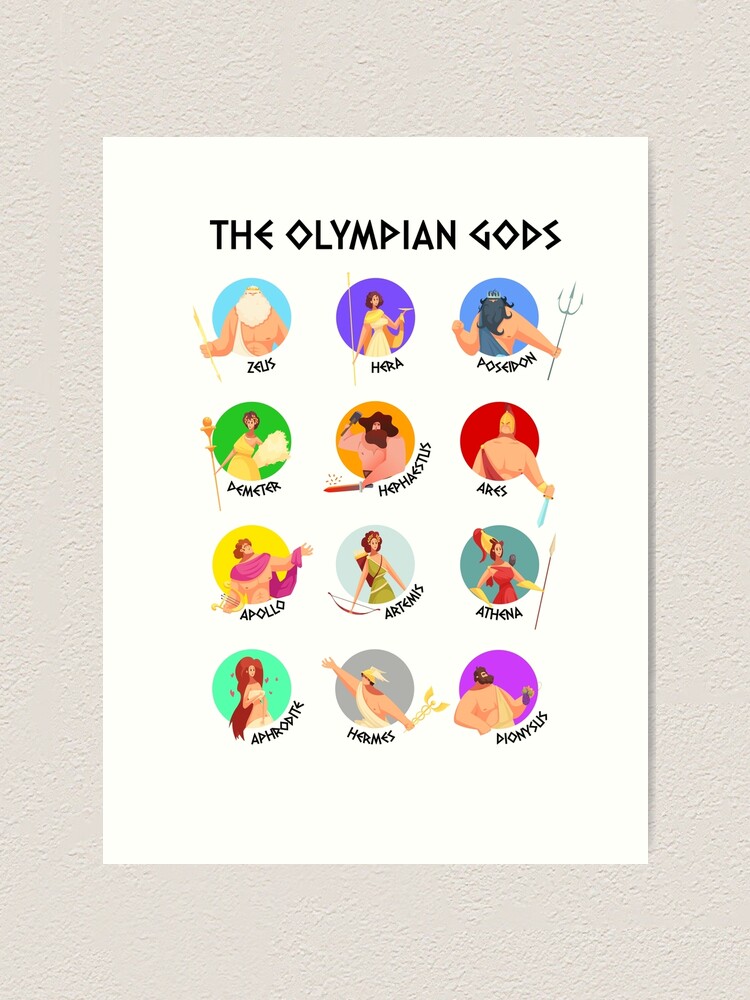 "The 12 Olympian Gods of Greek Mythology" Art Print for Sale by ...