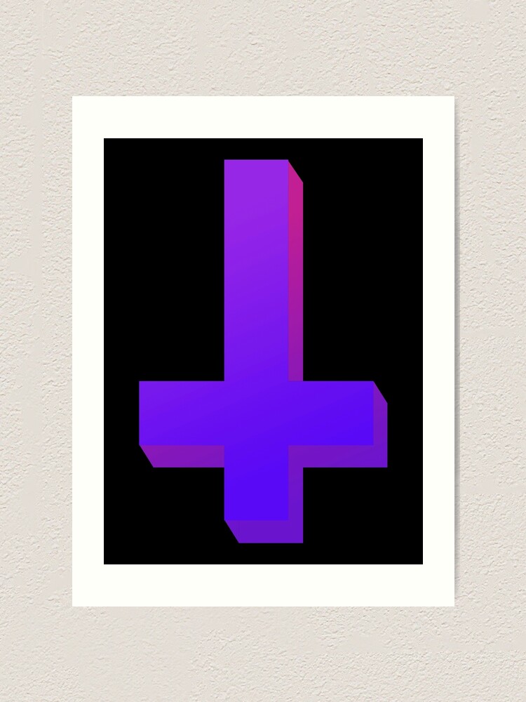 "Colorful Inverted Cross Pastel Goth Upside Down Cross Pink Purple" Art ...