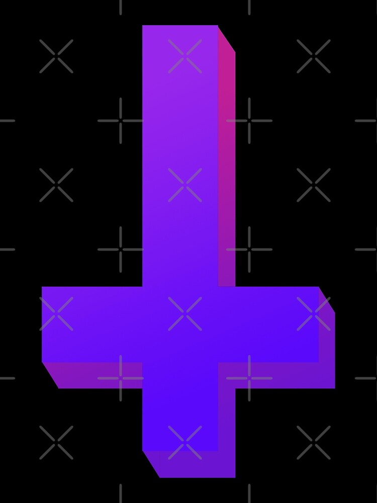 "Colorful Inverted Cross Pastel Goth Upside Down Cross Pink Purple" Art ...