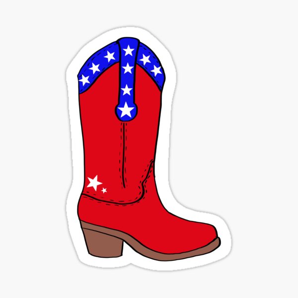 "Red white and blue cowboy boot" Sticker for Sale by KristenST | Redbubble