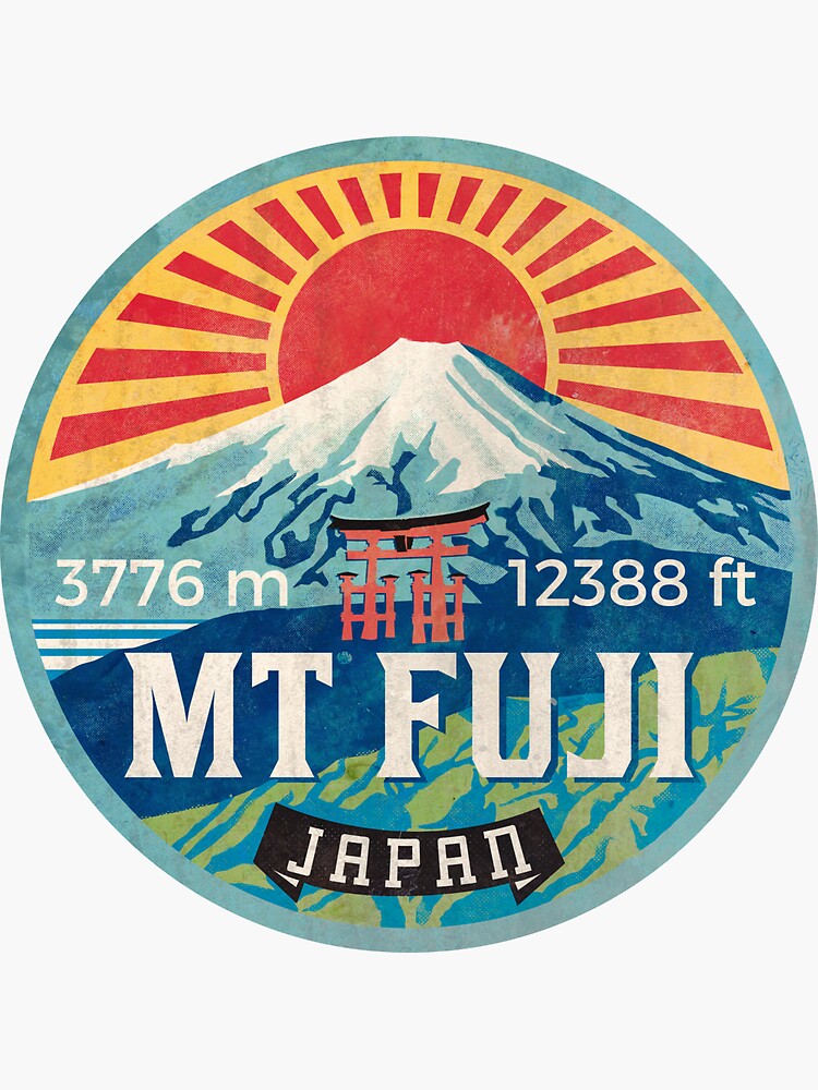 "MT Fuji - Vintage Emblem" Sticker by Lidra-Redesign | Redbubble