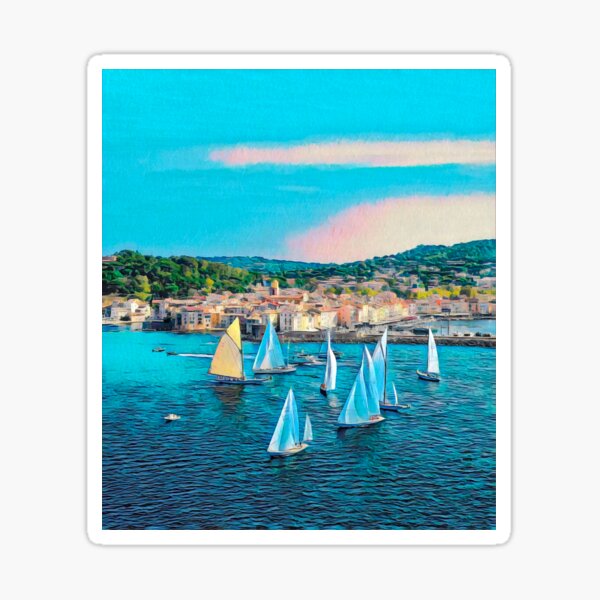"Saint Tropez View" Sticker for Sale by Sofia-Draws | Redbubble