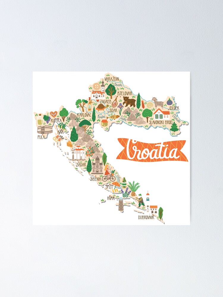 "Croatia Travel Map" Poster for Sale by mattpanta | Redbubble