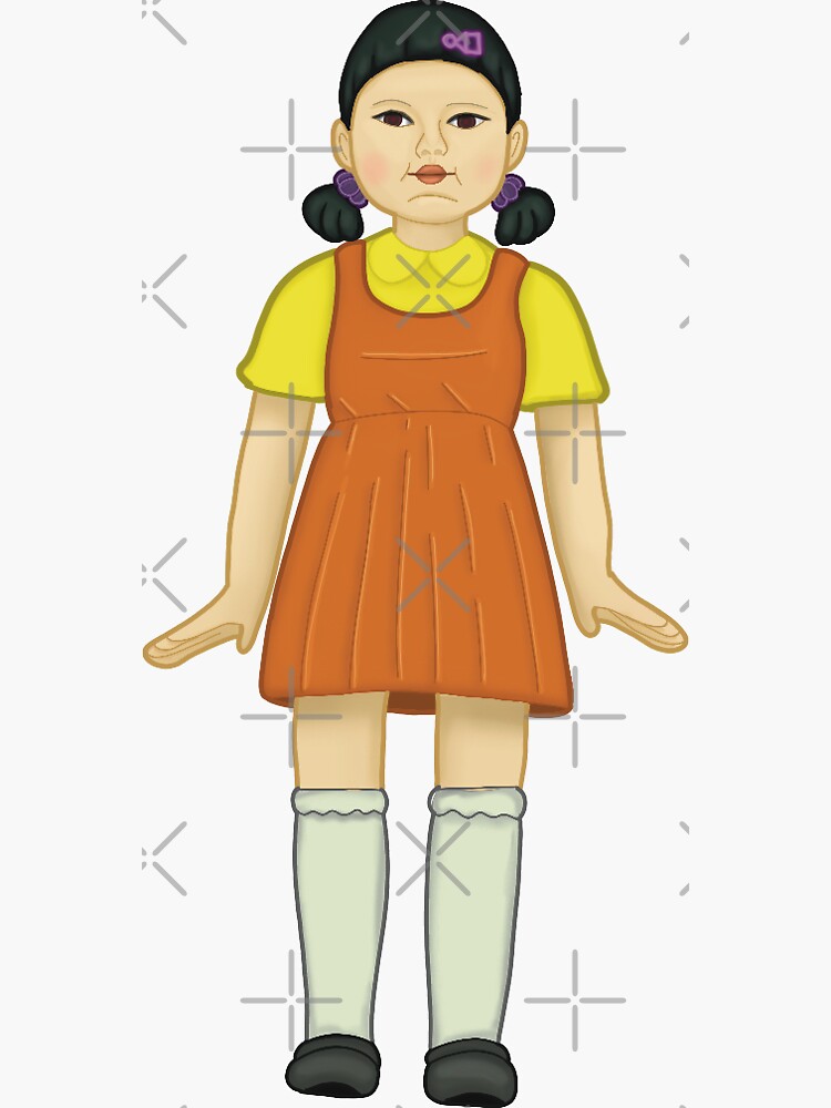 "Squid Spooky Doll- Red Light" Sticker by breathewithme | Redbubble