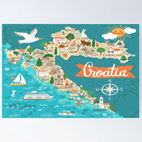 "Croatia Map" Poster for Sale by mattpanta | Redbubble