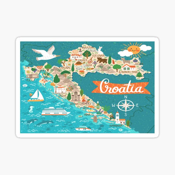 "Croatia Map" Sticker for Sale by mattpanta | Redbubble
